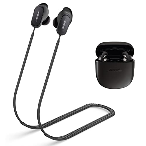 WOFRO Anti-Lost Strap for Bose QuietComfort Earbuds II, Sports Soft Silicone Lanyard Accessories Compatible with New Bose QuietComfort Earbuds 2 Neck Rope Cord (Black)