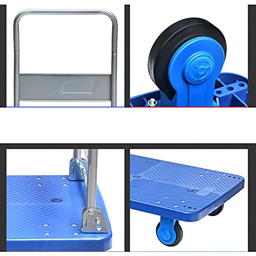 Generic Flatbed Hand Cart Platform Hand Truck Folding Moving Trolley with Quiet Wheels for Warehouse Restaurants Small Cart 440lbs Weight Capacity Heavy Duty Flatbed Cart (Size : 50 * 70)