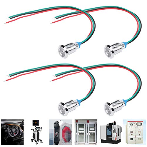 LED Pilot Indicator, LED Pilot Light Bulbs Lamp IP66 6mm LED Lamp with Wire Pilot Dash Directional Car Truck Boat with Wire LED Indicator Light(Red Green)