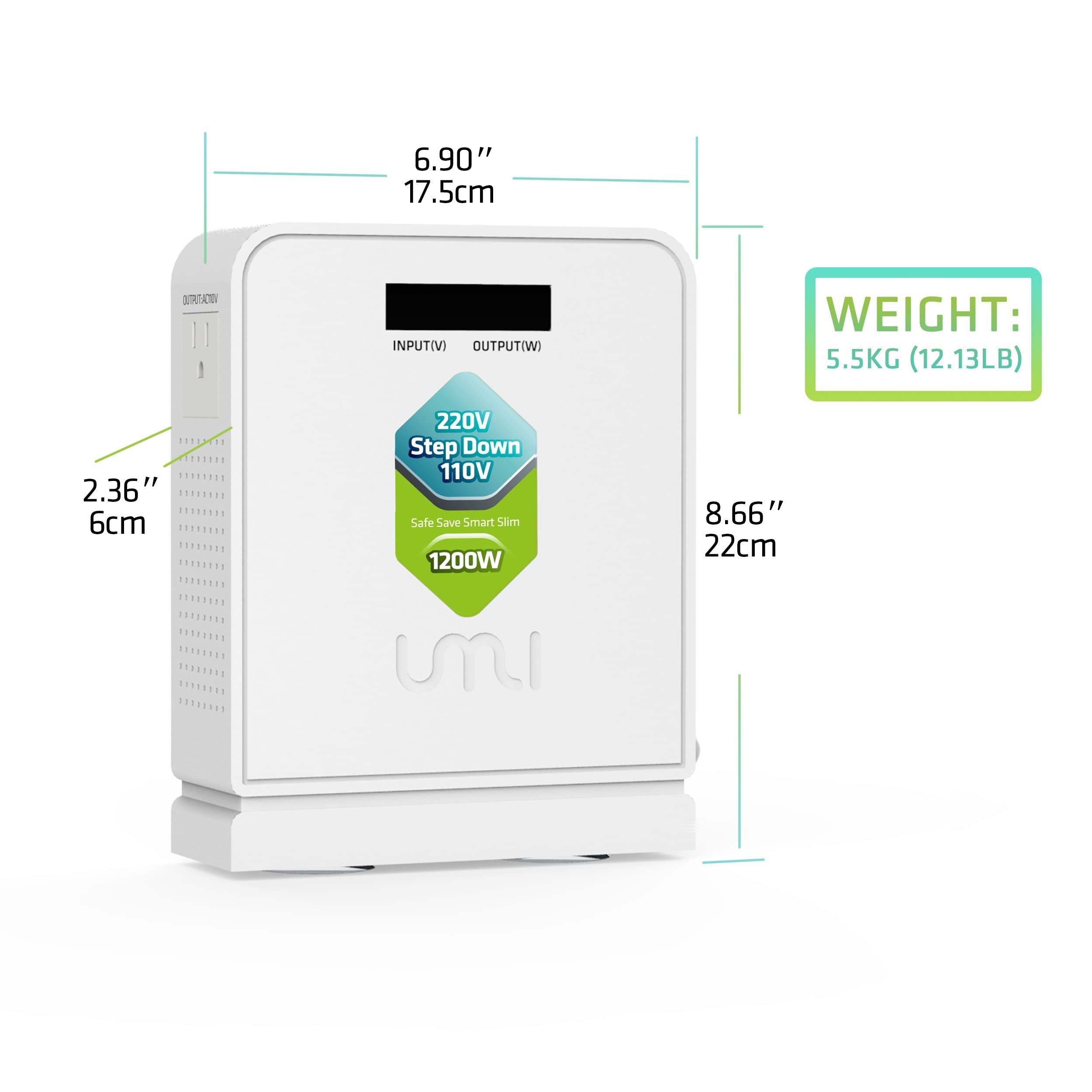 UMI 1200W 2000W Step Down Voltage 220v to 110v Converter, Heavy Duty Power Converter 220V to 110V, Good Transformer for Overseas, Step Down Converter 220V to 110V - US to Europe Voltage Converte
