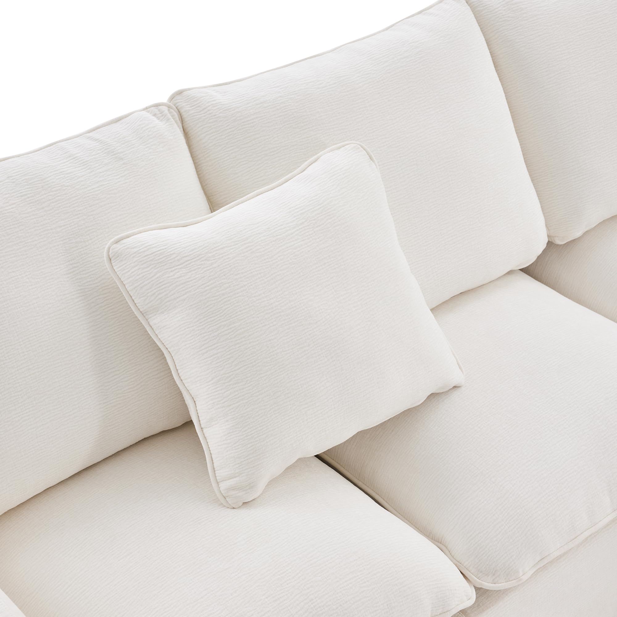 KIVENJAJA Modular Sectional Couch, Modern Chenille 4-Seater Cloud Comfy Sofa with Pillows for Living Room Apartment Office, 110”W, White