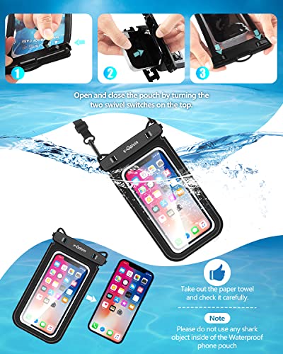 v-Golvin Waterproof Phone Pouch, 2 in 1 IPX8 Cellphone Dry Bag Waterproof Case for iPhone 14 13 12 11 Pro Max SE 2020 XS Max XR X 8 7 6s Plus S22 S10 S20 S21 Ultra Note 20/10 Up to 7 inches, Black