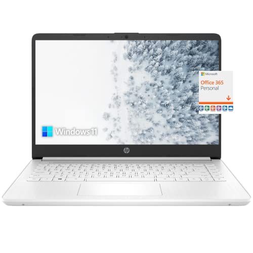 HP Latest Stream 14" HD Laptop, Intel Celeron Processor, 8GB Memory, 64GB eMMC Storage, Fast Charge, HDMI, Up to 11 Hours Long Battery Life, Office 365 1-Year, Win 11 S, Microfiber Bundle, White
