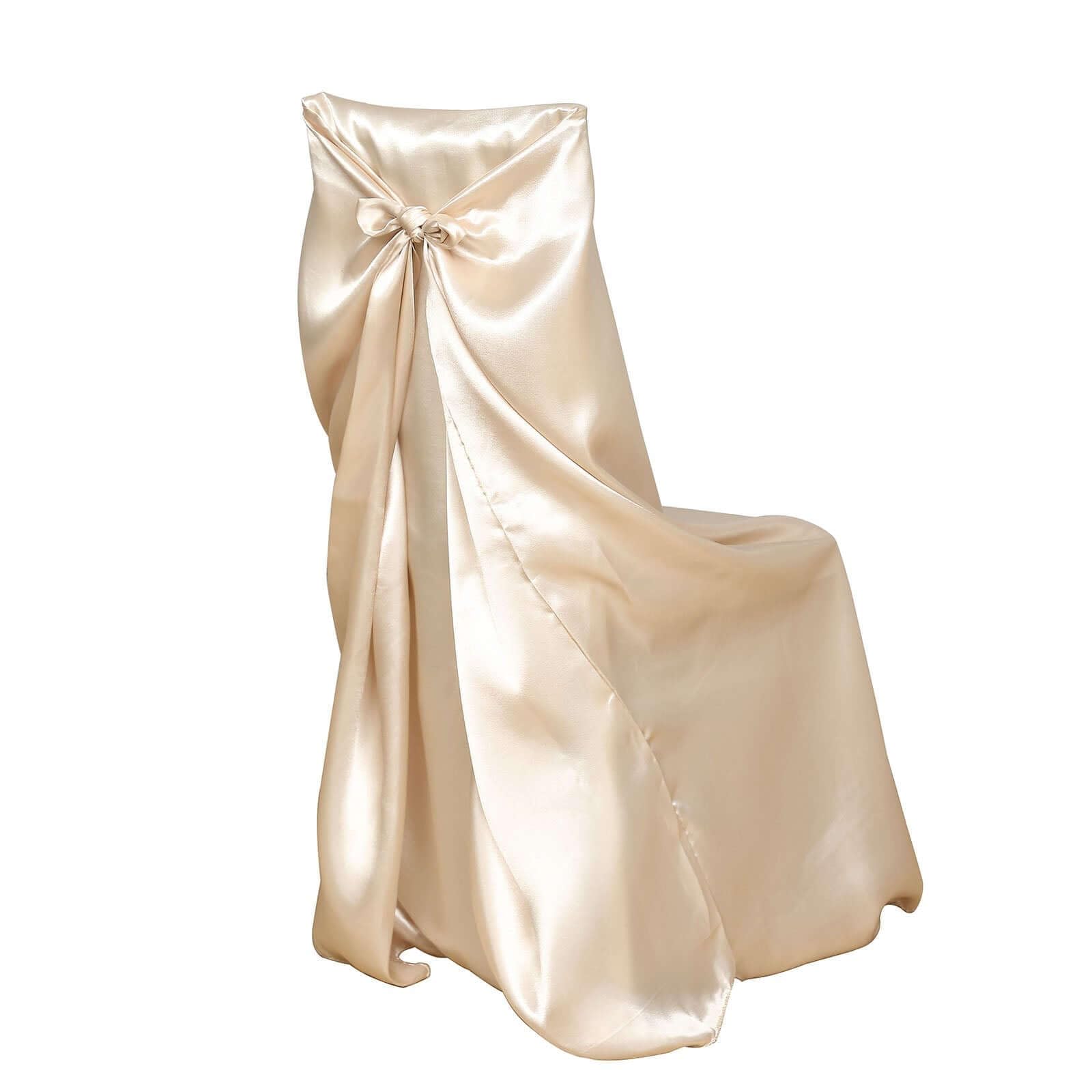 Tableclothsfactory Blush Silky Satin Universal Chair Covers Fits All Type of Chairs Event Dinning Slipcover for Wedding Party Banquet