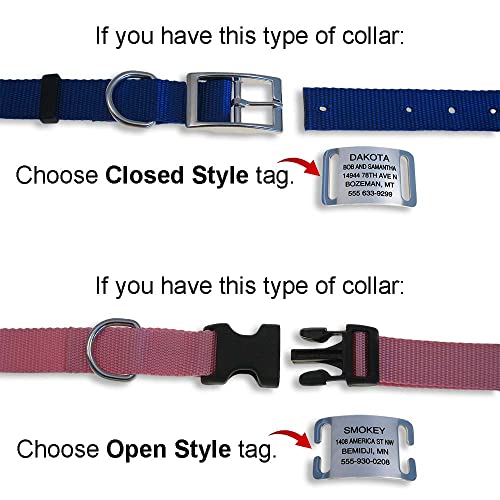 LuckyPet Slide-On Pet ID Tag: Large-fits 1 inch Collars, Open Ends - Personalized Dog and Cat Tags, Silent, Chew-Proof Stainless Steel Collar Tags, Custom Engraved