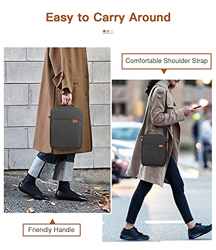 MoKo 12.9 Inch Tablet Sleeve Bag, Compatible with iPad Pro 12.9 M2 2022/2021/2020, Surface Laptop Go 12.4", Galaxy Tab S8+/S9+ 12.4" 2022/2023, Handle Carrying Case with Shoulder Strap, Black & Gray