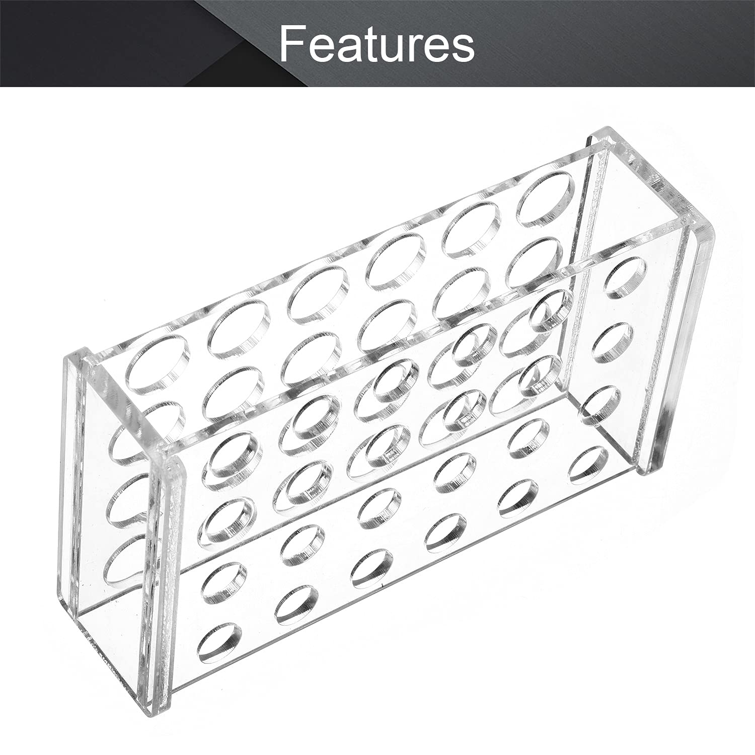 Othmro 2pcs Transparent Acrylic Test Tube Holder Rack,Centrifuge Tube Holder,Plastic Stand for Labortory Holder 14mm 24Holes Suitable for 5ml Test Tubes