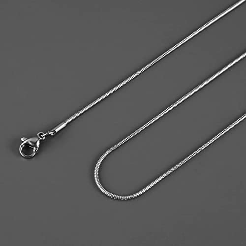 HZMAN Silver 1.2mm Width Stainless Steel Dainty Thin Round Snake Chain Necklace 16"-24'' inch Link for Women Men with Lobster Claw Clasp(16"