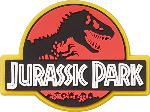 Crocs Jibbitz Jurrasic Park Dinosaur Shoe Singles, Charms for Boys and Girls, Jurassic World Logo, One Size