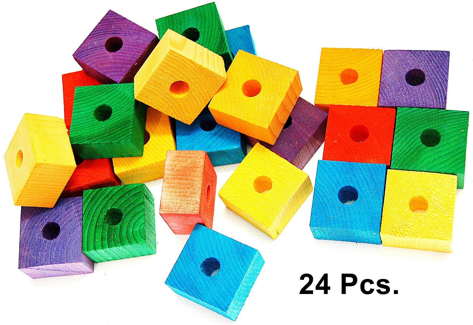 Parrot toys Wooden Colored Large 24 Blocks Bird Parts Amazon Cockatoo Macaw