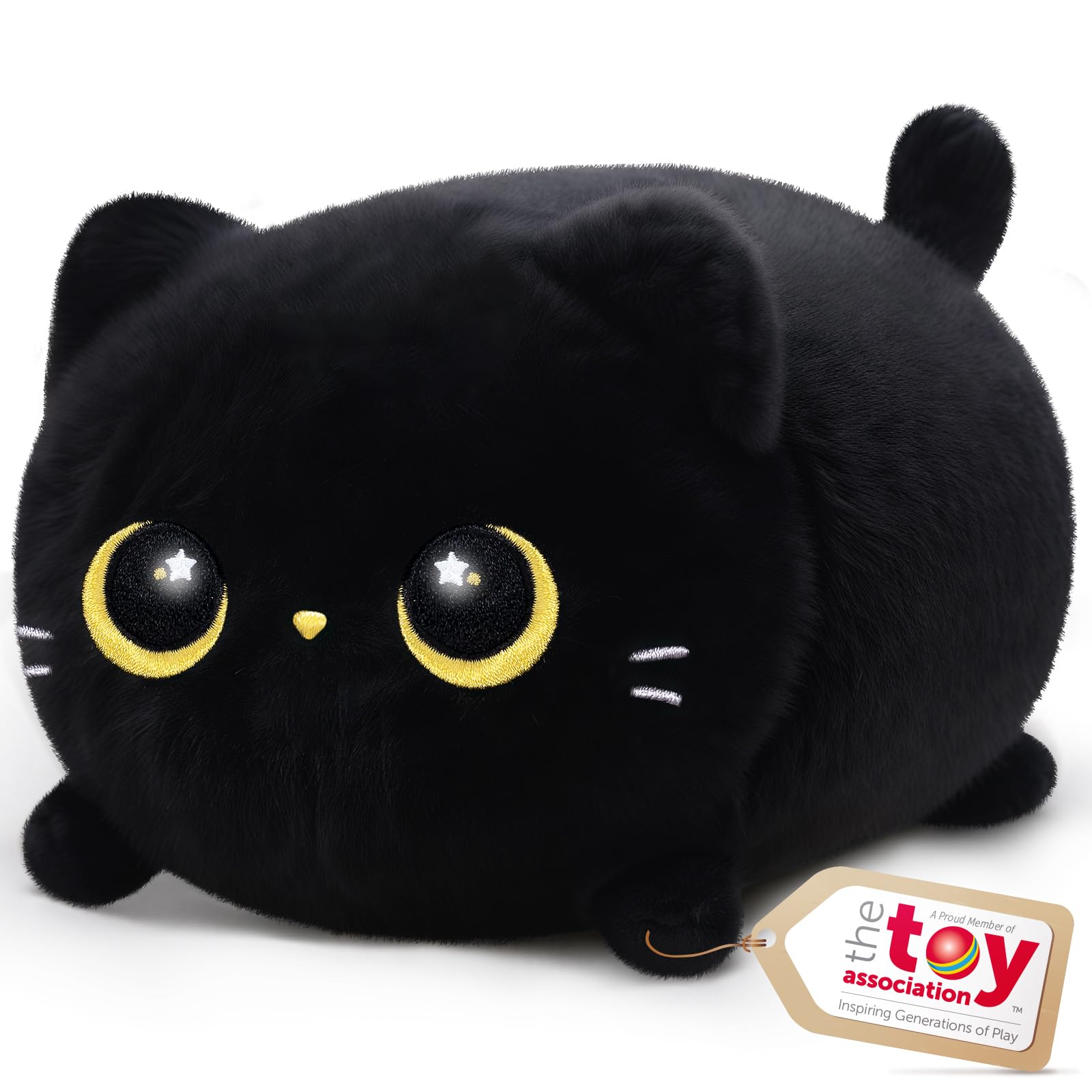 Mewaii Black Cat Plush, Cute Cat Plushies Toy, Soft Kitten Plushie Cuddle Pillow, Anime Plushie Doll, Cute Stuff Toys Gift for Girls, Boys and Males (8 Inch)