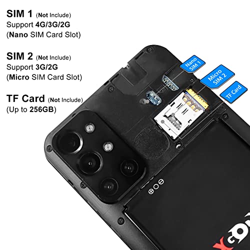 XGODY X14 Unlocked Smartphones, 6.52 Inch Large Screen 4G Dual Sim Mobile Phones, Dual 5MP + 256GB Extended Storage Cheap Cell Phones, Android 9.0 OS, 3000mAh Massive Battery, Face Recognition (Black)