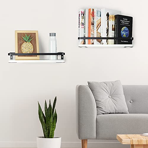 NOBLE DUCK Floating Shelves for Bathroom, Wall Mounted Storage Hanging Shelf for Kitchen, Home Decor(Set of 2)