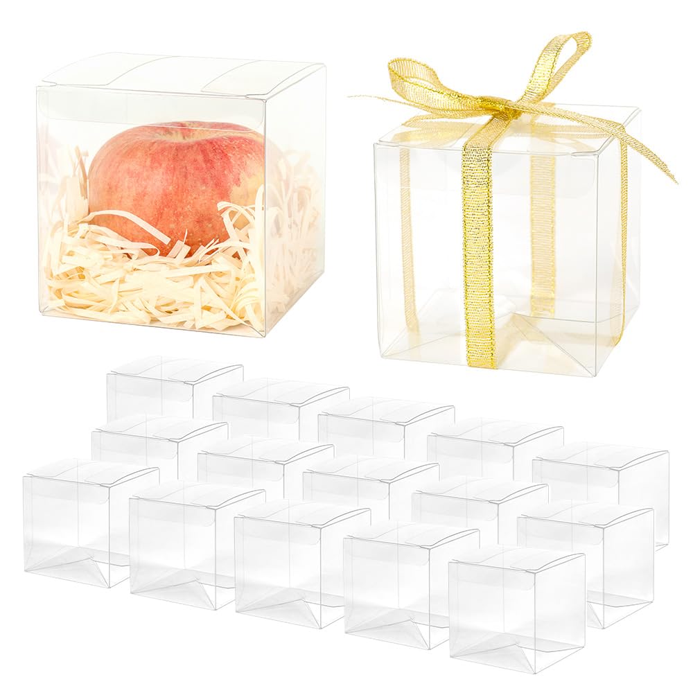 GTYOPR 36pcs 4 * 4 * 4inch PET clear gift box for gift food packaging,clear favor box, birthday party, wedding ceremony, baby gift party, macaron candy packaging box (4 * 4 * 4in)