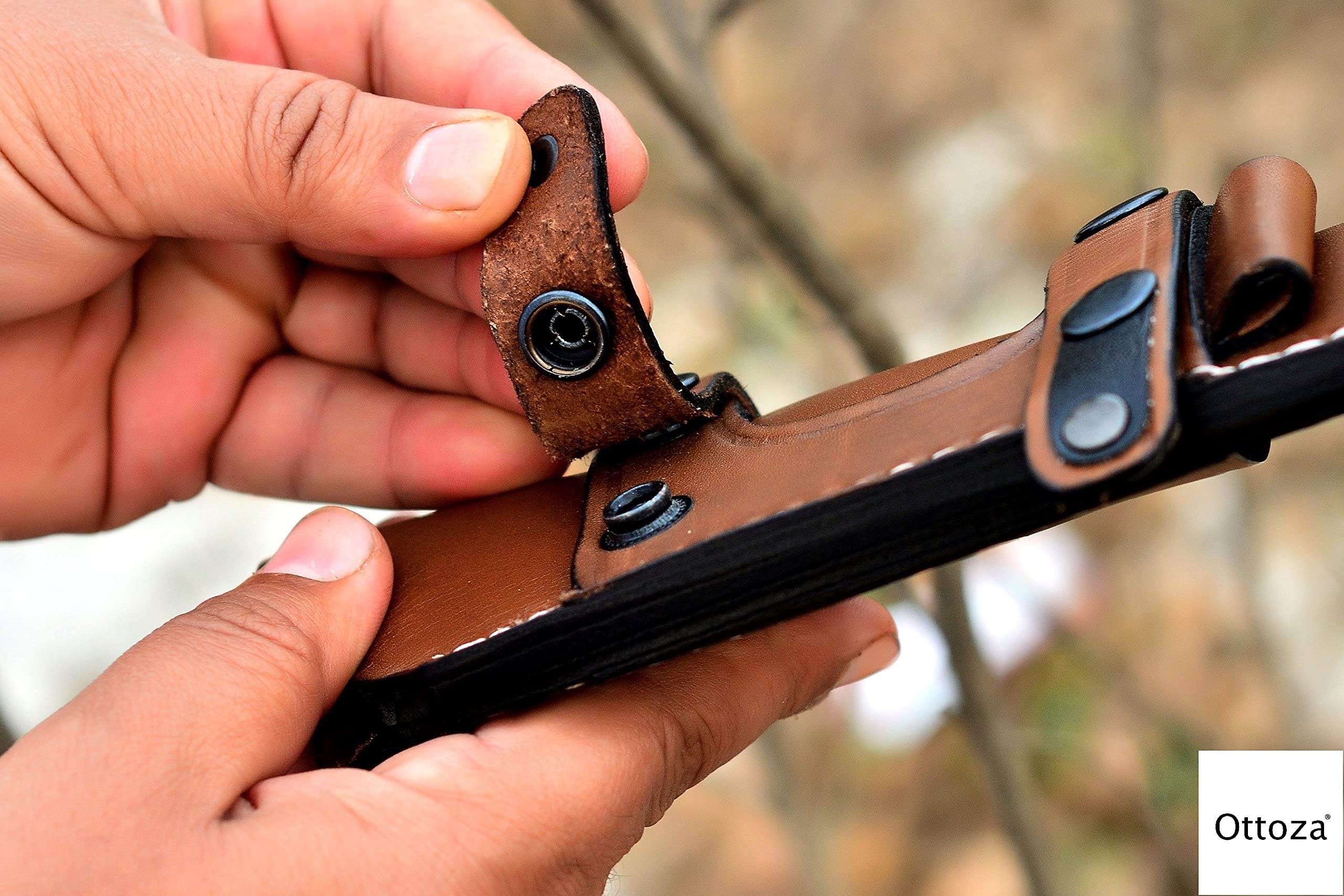 Ottoza TOP GRAIN Leather Knife Sheaths for Fixed Blade Knives, LEFT HAND Leather Knife Sheath for Belt, Leather Knife Holster Belt Knife Holder, Horizontal Knife Sheath for Belt No:102
