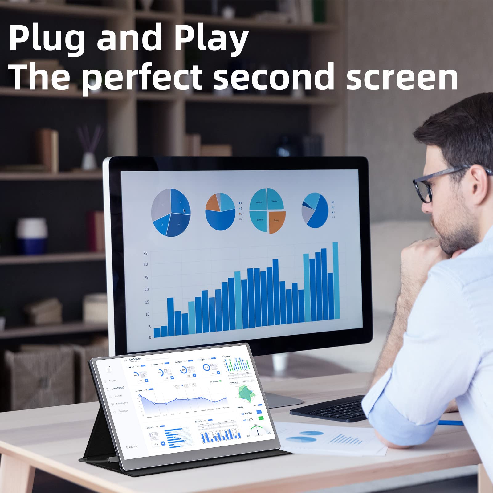 Portable Monitor 4K - 15.6inch UHD 3840×2160 100% sRGB USB-C Mini HDMI External Second Monitor Portable IPS Screen Computer Display with Speakers for Laptop MacBook Switch PS5/4 Xbox