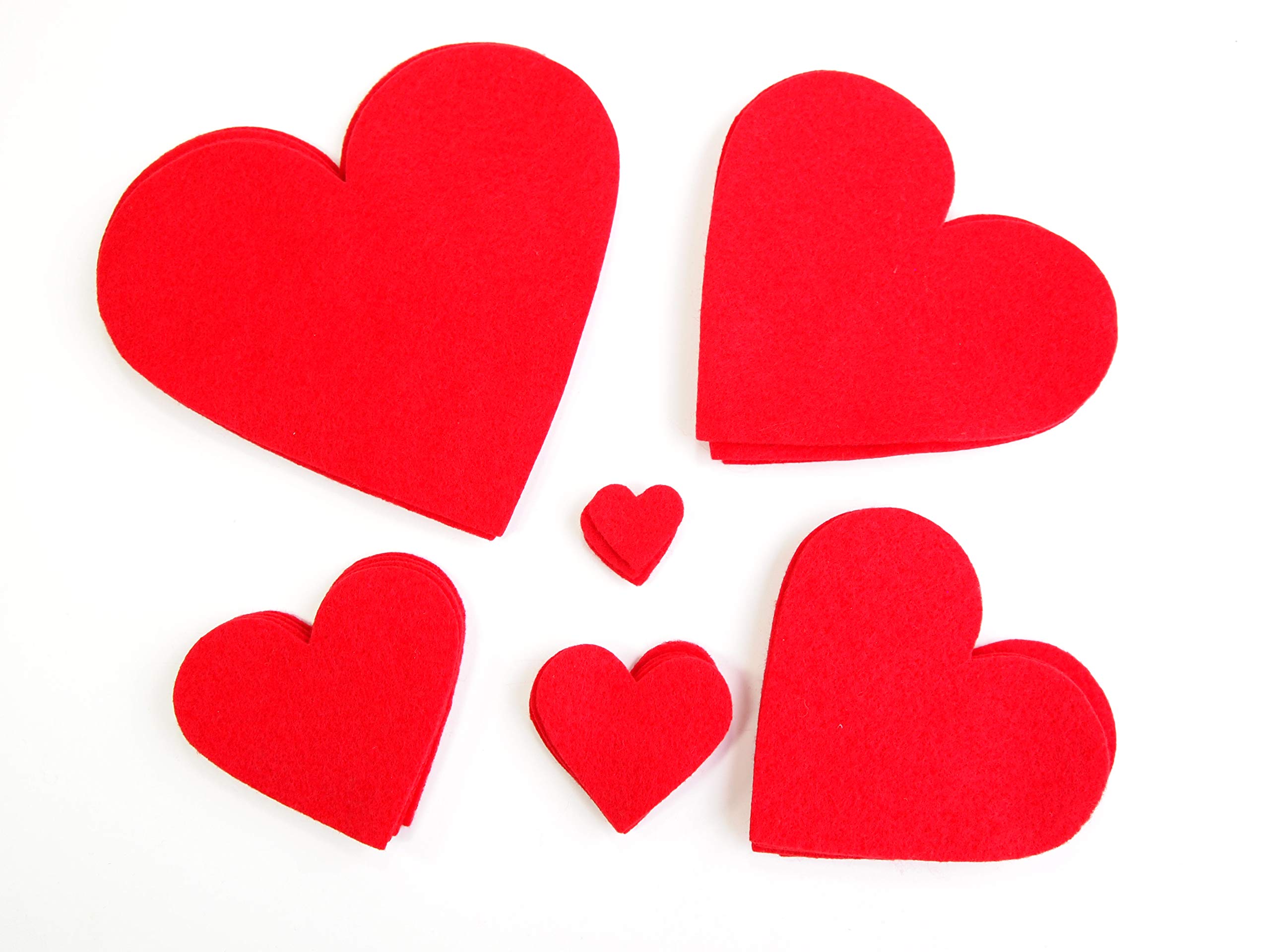 Playfully Ever After 1 to 6 inch Multi-Size Pack 24pc Felt Hearts (Red)