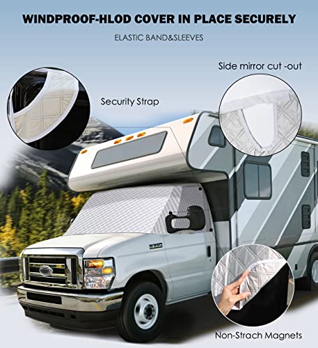 VANNCAMP Exterior Windshield Cover for 2001-2020 Chevy Motorhome Class C, RV Front Window Cover