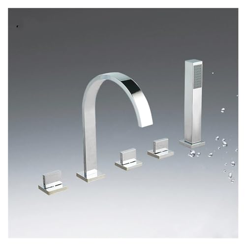 ItoNc Brass Five-piece Bathtub Faucet 5 hole Separated Split Bath Tub Hot and Cold Water Mixer Tap with Handheld Shower,Kitchen faucets, zq102612