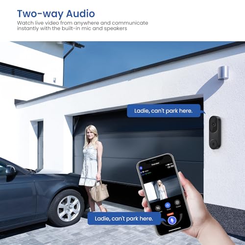 CutePanda 1080P Doorbell Video Camera Wired, Ring Chime, Home Security System, Indoor/Outdoor, Intelligence Human Detection,Night Vision, Instant Alert, Two-way Audio, Easy Installation