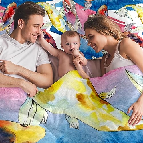 VAPOKF Duvet Covers Set Twin Size Soft and Breathable Microfiber Comforter Bedding Set 1 Duvet Cover 2 Pillowcase with Zipper Closure for Kids Women Men, Red and Gold Carp Fishes
