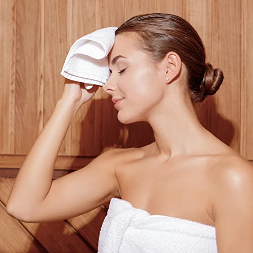 Towel and Linen Mart 100% Cotton - Wash Cloth Set - Flannel Face Cloths, Highly Absorbent and Super Soft Feel Fingertip Towels (White Pack of 12)