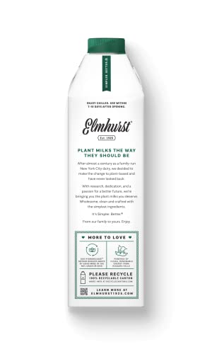 Elmhurst 1925 Milked Oats Unsweetened Oat Milk, 32 Ounce (Pack of 6)