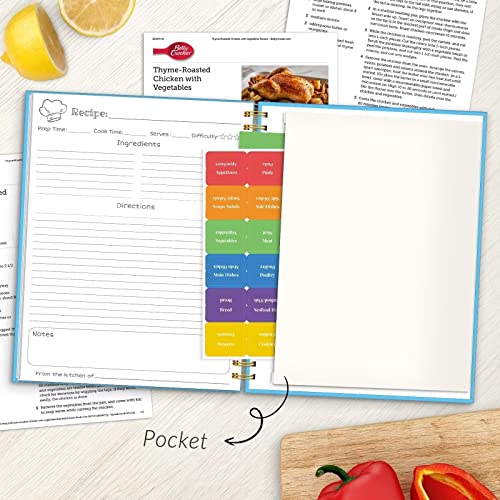 LuBudingJoy Blank Recipe Notebook to Write in Your Own Recipes, Full Page Sprial Hardcover Personal Recipe Organise, Recipe Journal Hold 140 Recipes (Cerulean)
