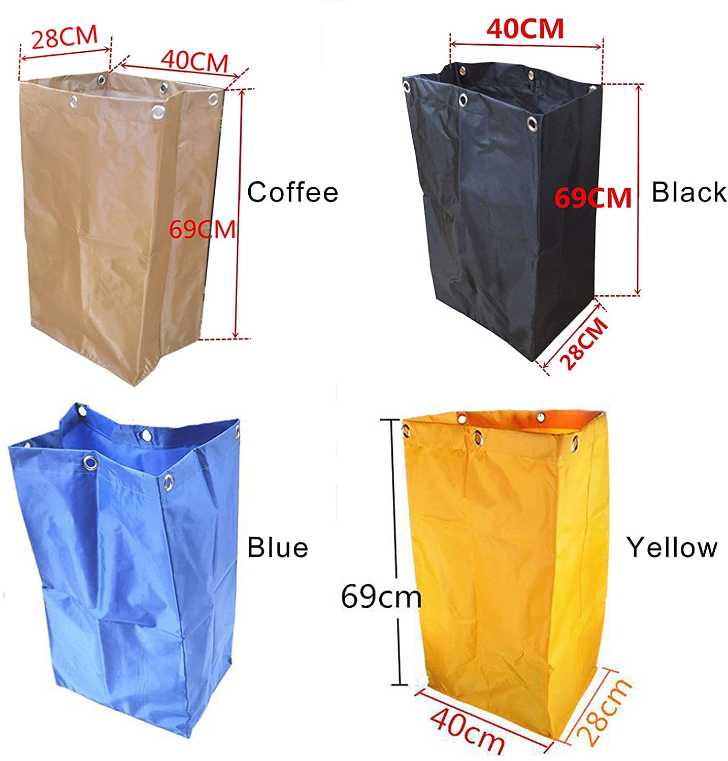 HYFT-HOME Replacement Janitorial Cart Bag,Waterproof High Capacity Thickened Housekeeping Commercial Janitorial Cleaning Cart Bag(16 x 11 x 27inches) (Black), One Size