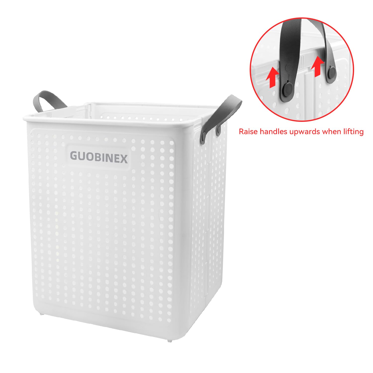 GUOBINEX Foldable Laundry Basket with Handles, Collapsible Laundry Hamper with Breathable Holes, Dirty Clothes Basket - 14.7" x 17.7" x 12"