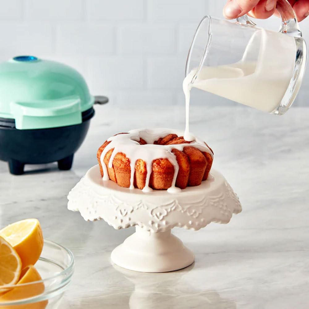 Mini Cake Maker,Lava Cake Maker,Toaster, 350W Electric Rotating Lava Cake Maker for Chocolate Cake, Spice Cake, Clear Glaze, Sprinkles and more! (Mint green)