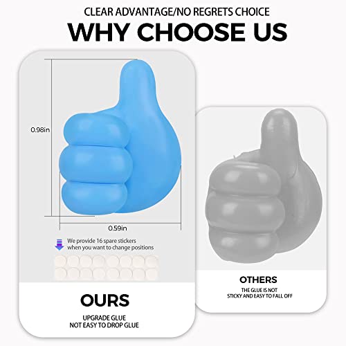 Silicone Thumb Wall Hook,16pcs Creative Self Adhesive Thumbs Up Shap Clips,Cord Holder Thimb Hooks, Multi-Function Data Wire Cable Clips for Home Office Desk Organize Key Hangers Car Storage