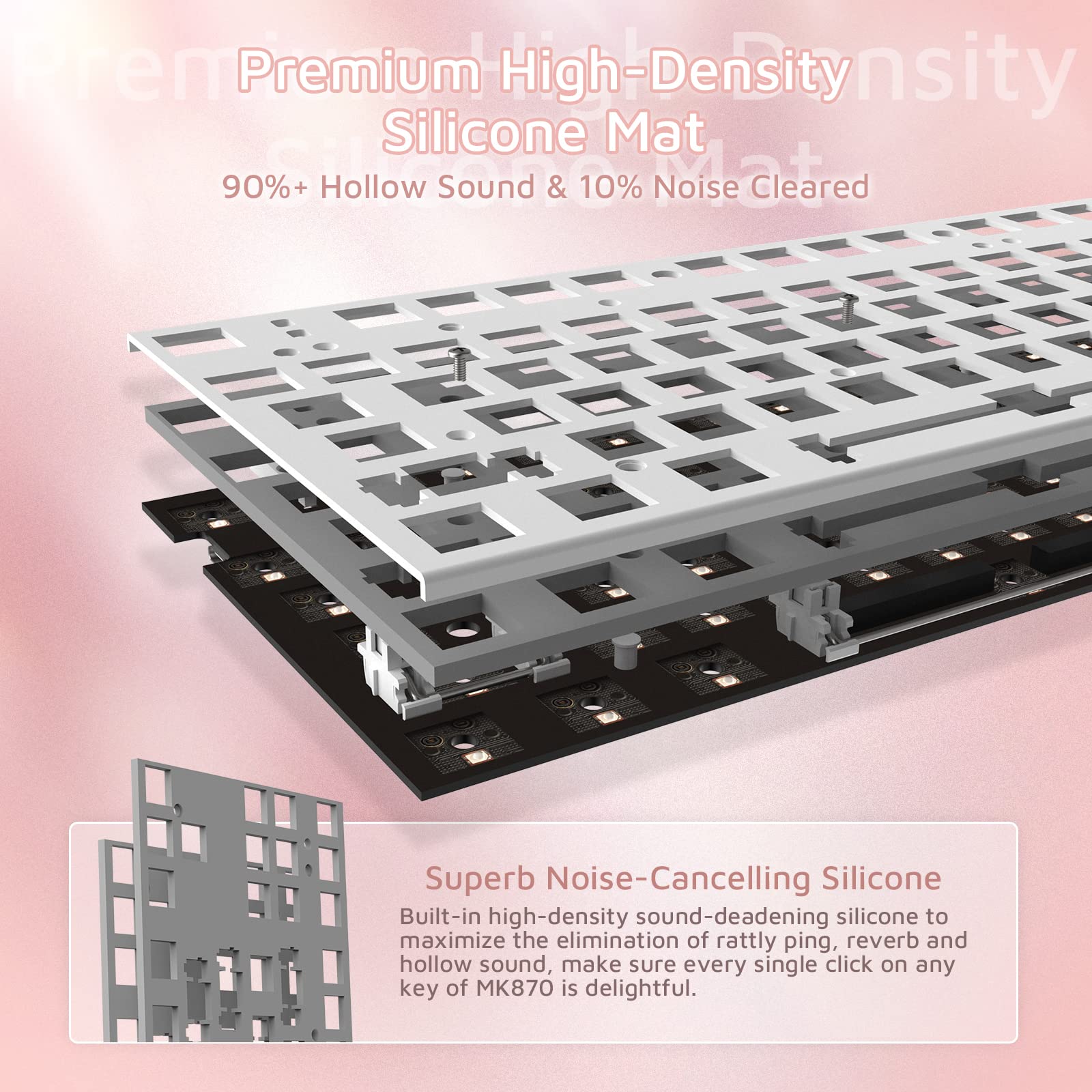 FL ESPORTS MK870 CMMK 87 Keys RGB Modular Mechanical Keyboard, 80% TKL Wired Gaming Keyboard DIY Kit w/Hot-Swap Switch Sockets (5-pin) & Customizable Software Supported (Barebones, Frosted Black)