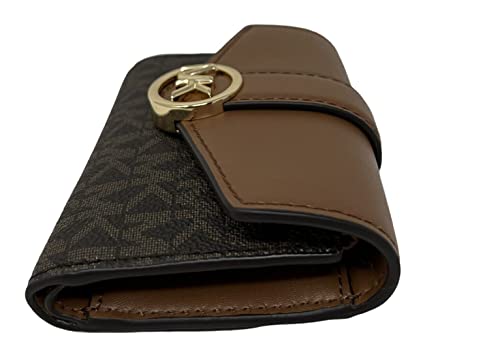 Michael Kors Carmen Women's Medium Bifold Wallet Flap Brown Signature Logo