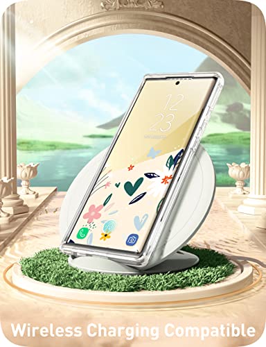 i-Blason Cosmo Series for Samsung Galaxy S23 Ultra Case 6.8" (2023 Release), [Fingerprint ID Compatible] Slim Full-Body Stylish Protective Case with Built-in Screen Protector (Flower Paint)