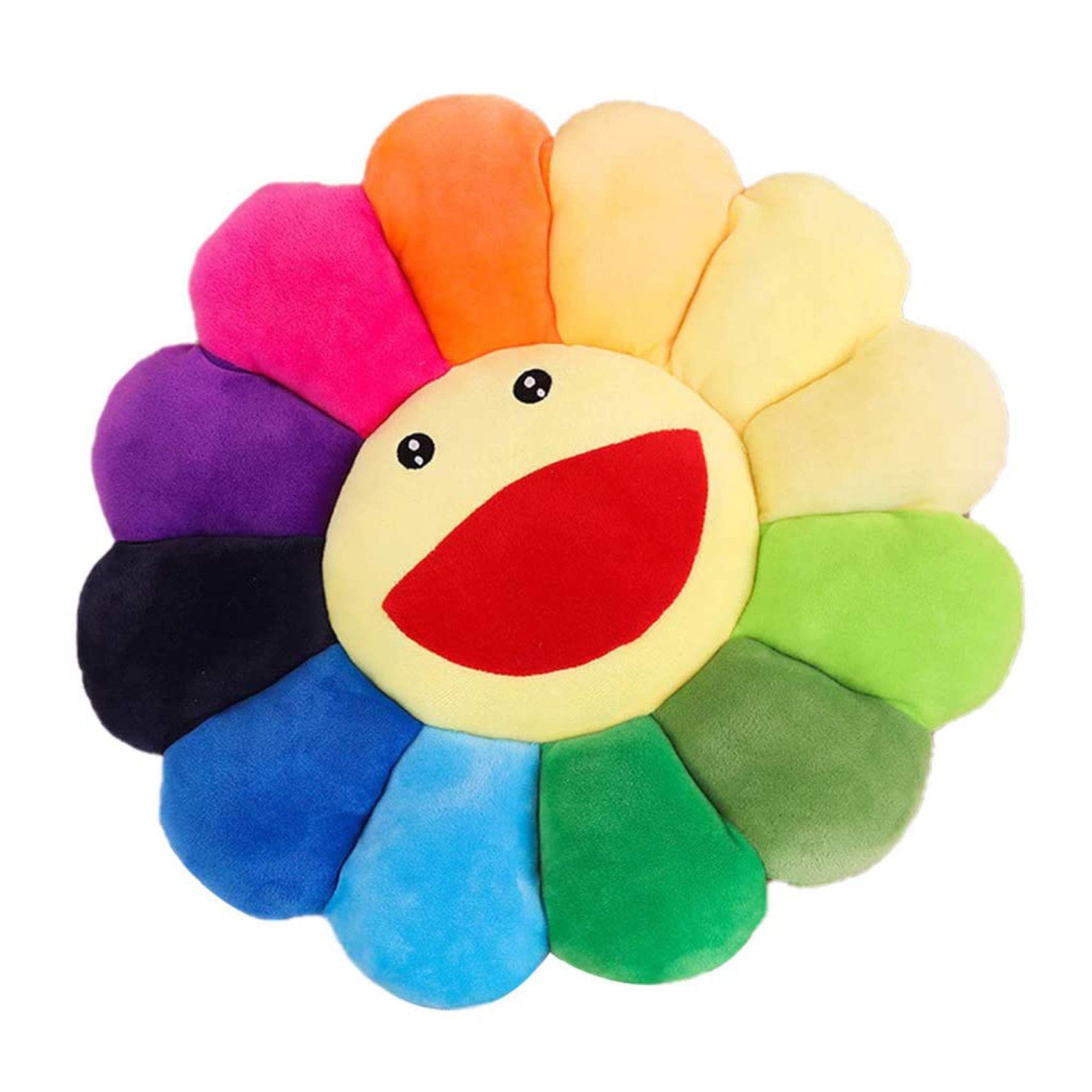 Plush Sunflower Throw Pillow, Smile Face Floor Pillow, Colorful Sun Flower Plush Toy, Home Bedroom Shop Restaurant Decor(Colorful)