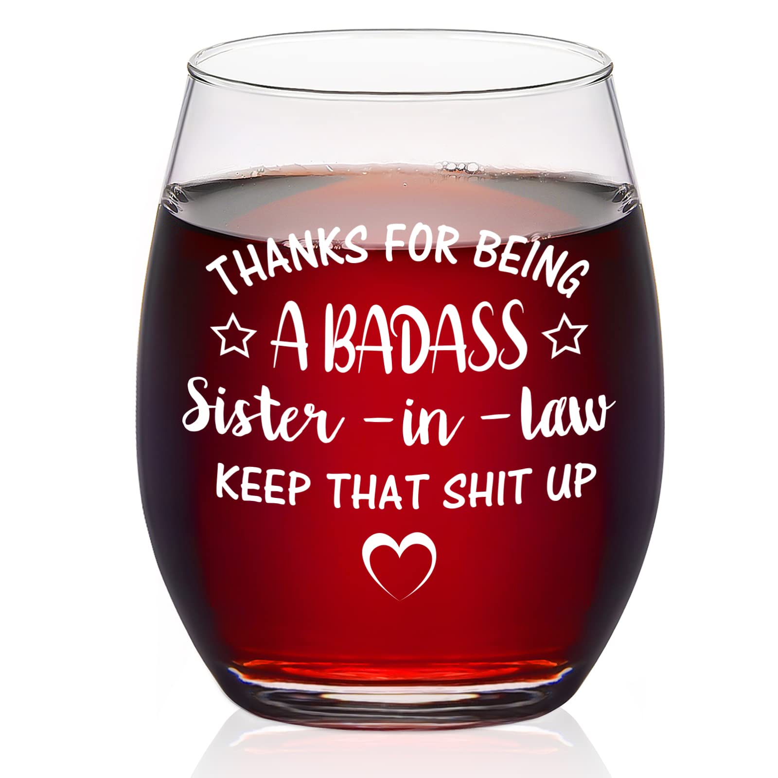 Futtumy Sister Gifts for Sister-in-Law, Thanks for Being A Sister-in-Law Stemless Wine Glass, Funny Motherâs Day Gift Birthday Gift Christmas Gift Thank You Gift from Soul Sister Sister-in-Law, 15oz