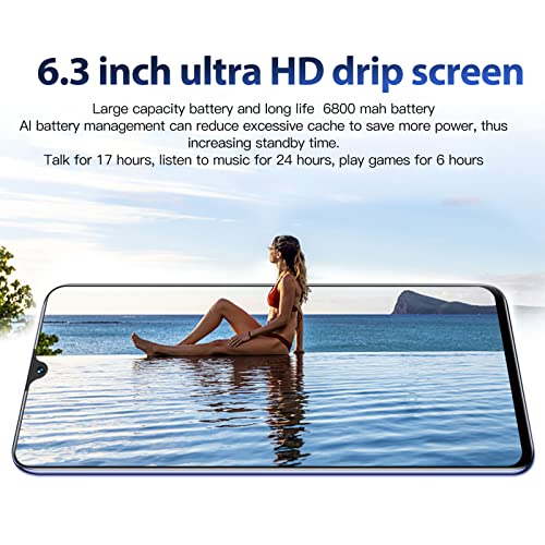Yunseity Unlocked Smartphone, S22 Ultra 6.3in HD Screen 5G WiFi Cellphone, 4GB RAM 64GB ROM 128GB Expandable, MTK6889 10 Core CPU, 6800Mah Battery, 16MP 8MP Cameras