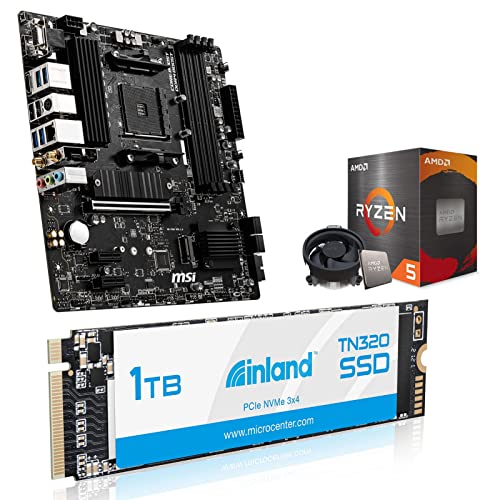 Micro Center AMD Ryzen 5 5600X 6-core, 12-Thread Unlocked Desktop Processor with Wraith Stealth Cooler Bundle with B550M PRO-VDH WiFi ProSeries Motherboard and 1TB Gen3 2280 SSD