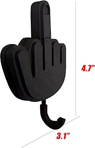 Middle Finger Key Holder Hanger, Funny Gift Key Hook, Self Adhesive Wall Retractable Key Holder for Home Decor Office 【Black / 1 Pack】