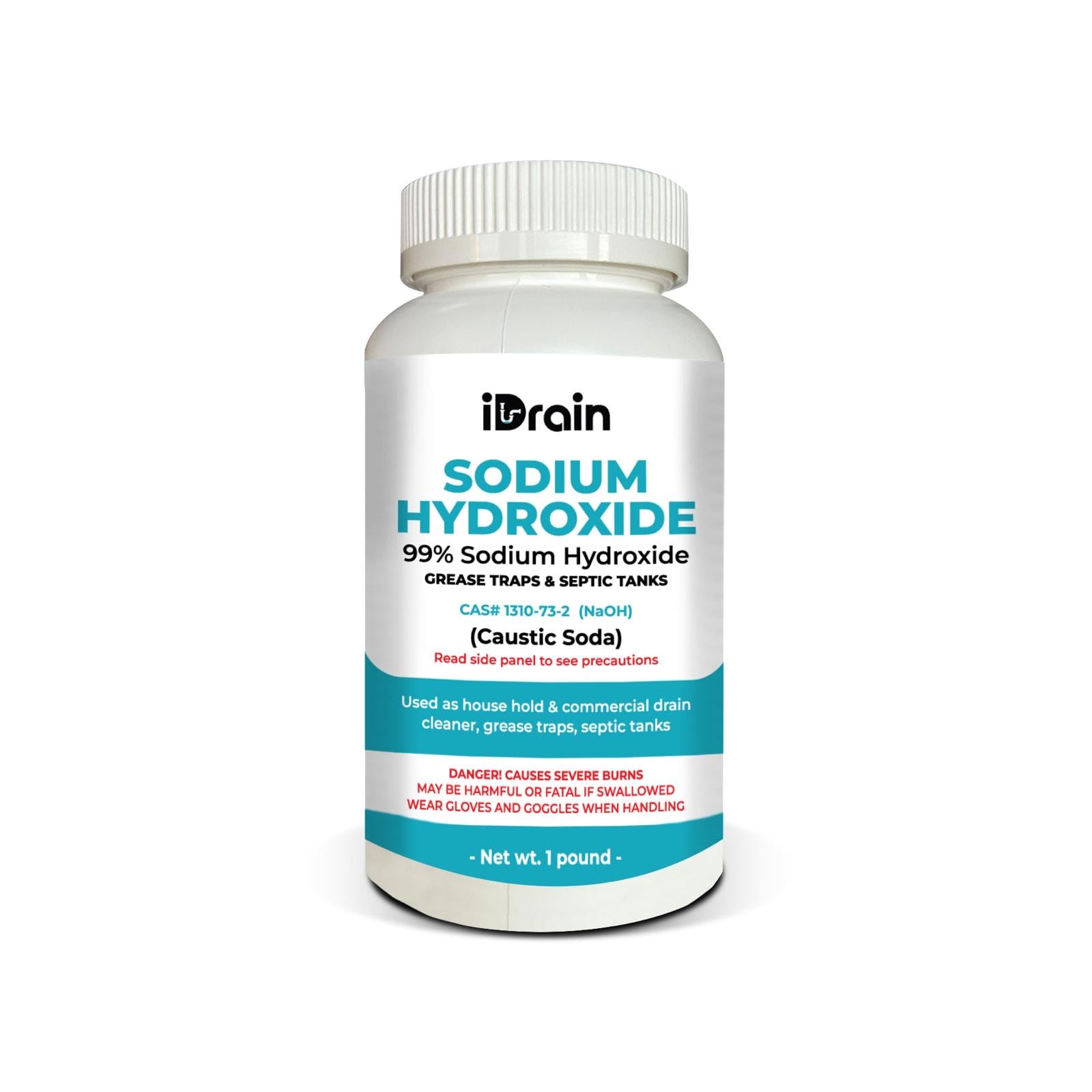 iDrain Sodium Hydroxide (NaOH) as a Drain Opener, Grease Trap Cleaner & Septic Tank Maintainer 1-Pound