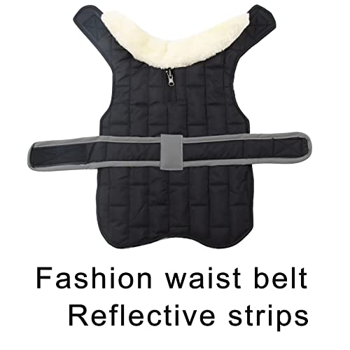 JoyDaog Reflective Belt Dog Coats for Small Dogs,Reversible Warm Puppy Jacket for Cold Winter,Black S