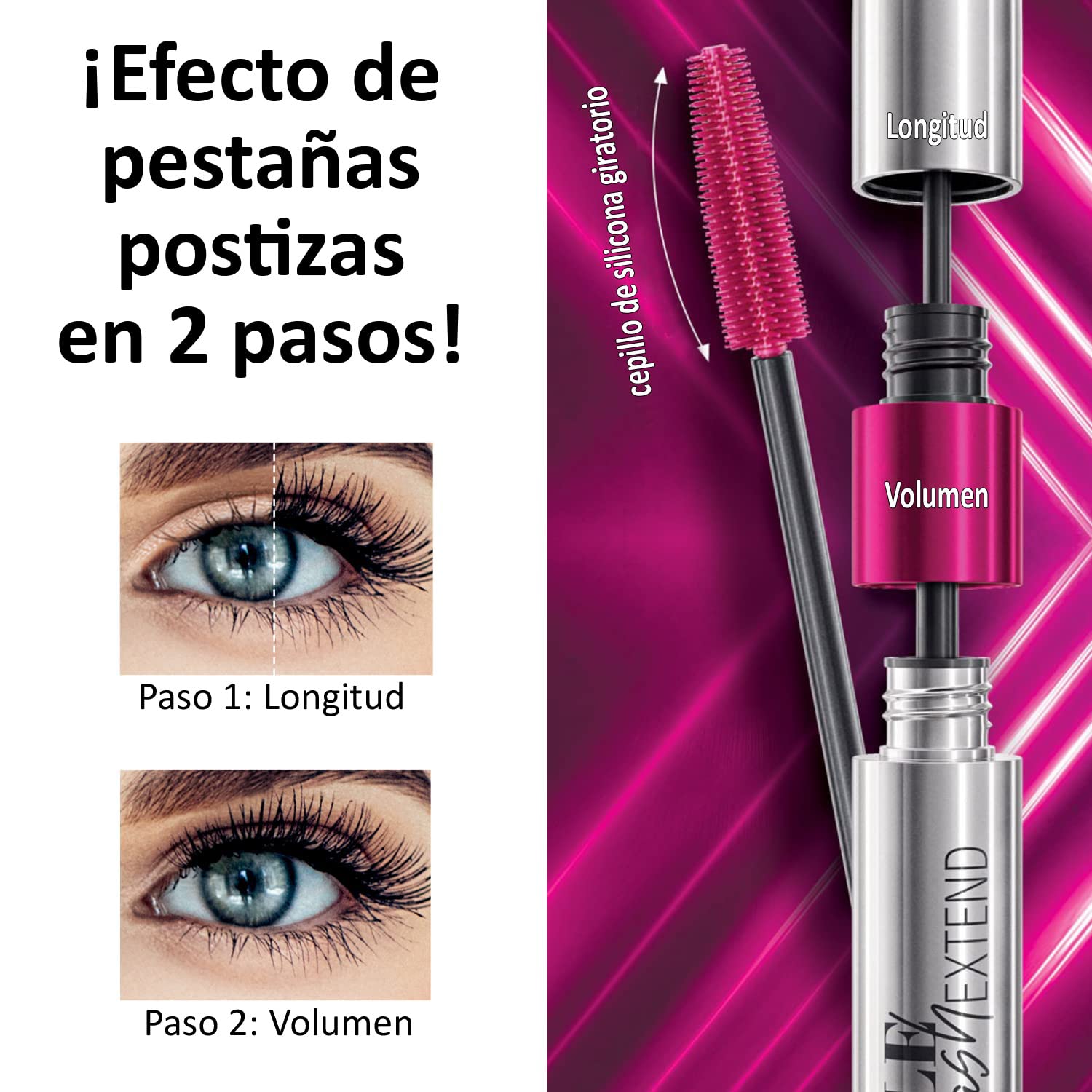 FARMASI Double Lash Extend Mascara, Eyelash Lengthening Applicator, Natural Lengthening and Thickening Effect No Clumping, Buildable, Defining, Curling, 0.41 fl. Oz / 12 ml (Black)