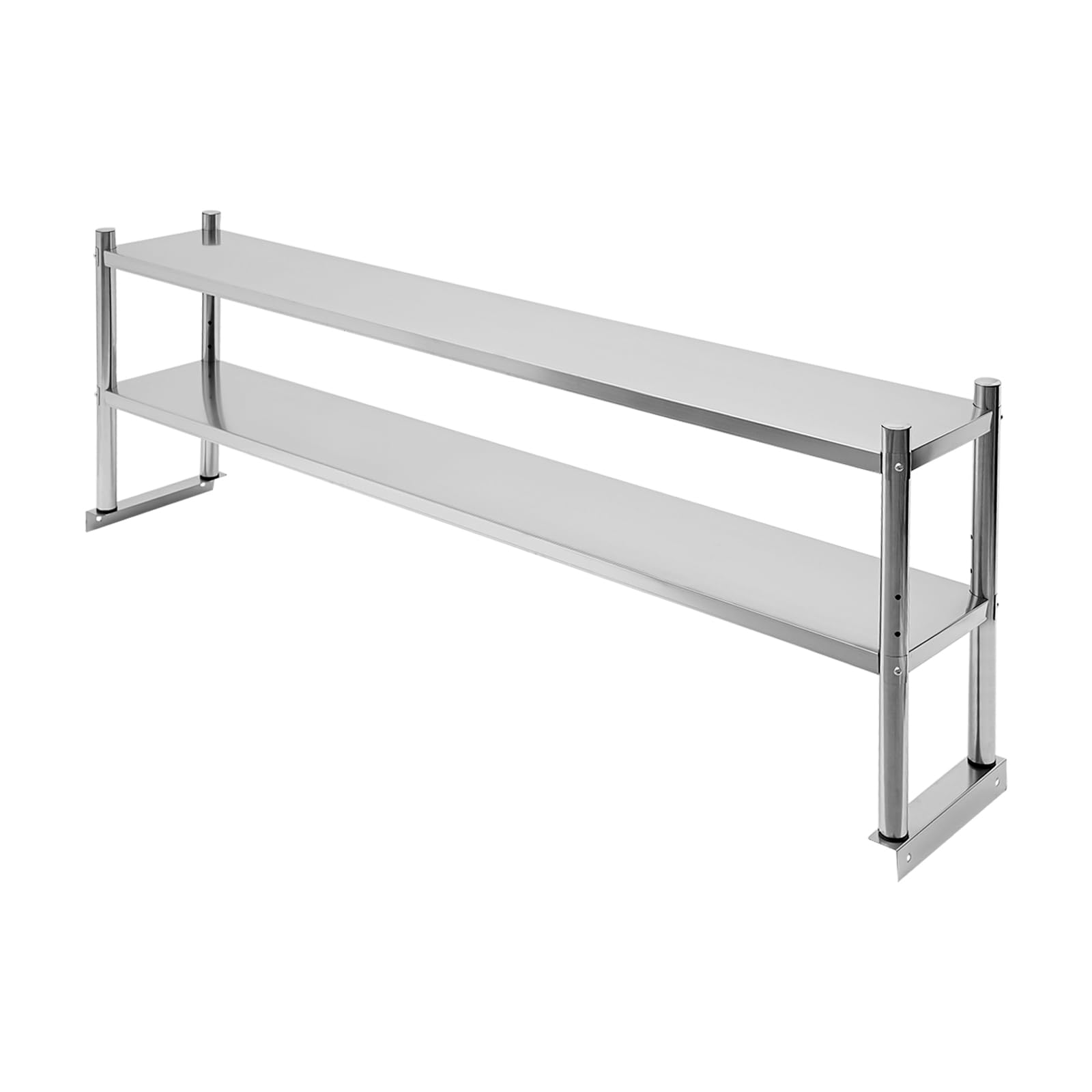 MIMODA Double Overshelf, 2-Tier Stainless Steel Overshelf 12'' x 70'' Commercial 2 Tier Shelf Height Adjustable Overshelf for Prep & Work Table in Kitchen, Restaurant Each Layer Weight Capacity 88lb