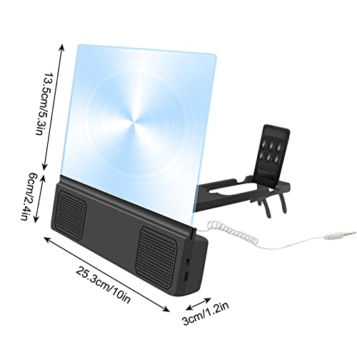 Kadlawus Magnifier Phone Screen Projector - 12 Inch Portable Audio Mobile Phone Screen Amplifier with Audio Anti-Blue Light Ultra Slear Screen Mobile Phone Magnifier