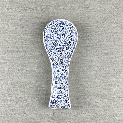 Hand Painted Ceramic Spoon Rest with Floral Motifs