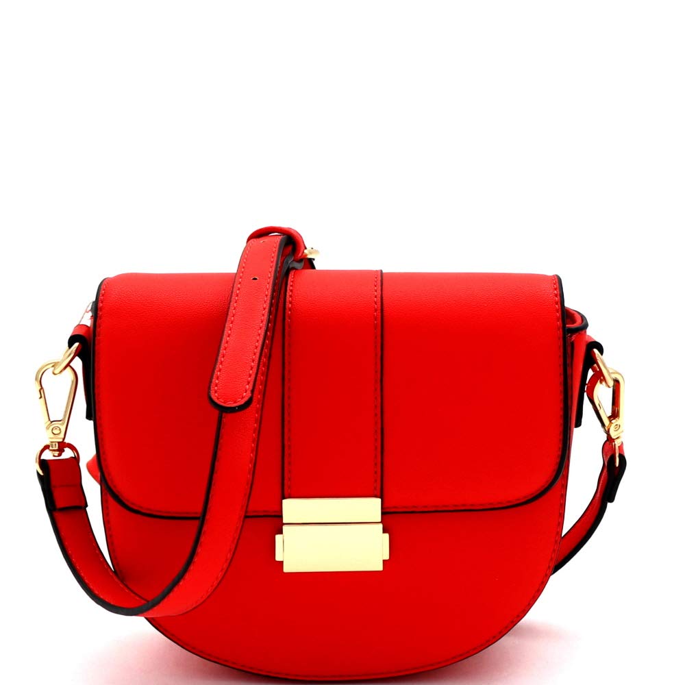 Trendeology Boho Tassel Braided Flap Vegan Leather Girls Womens Saddle Bag Crossbody Purse (Small Classy Saddle Crossbdy - Coral)