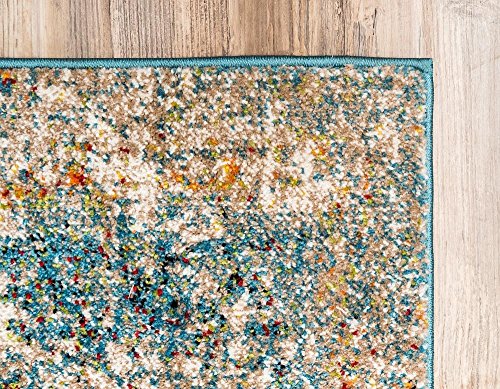 Unique Loom Rosso Collection Vintage, Traditional, Bohemian, Border, Distressed, Southwestern Area Rug, 5' 0" x 8' 0", Blue/Ivory