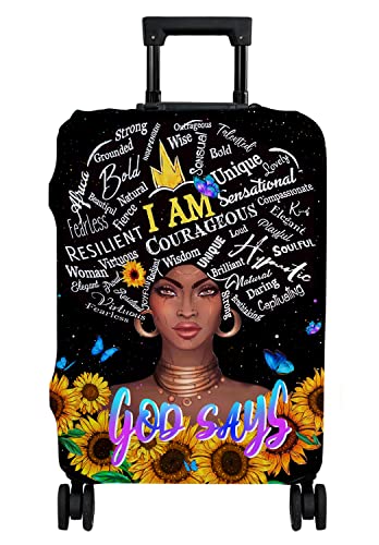Luggage Cover Approved Cute Travel Suitcase Protector African American Elastic Washable Baggage Covers for 18-20 inch Girl Luggage(S)