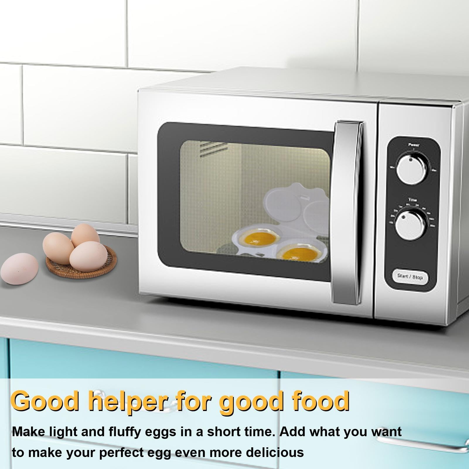 Microwave Egg Poacher - Dishwasher Safe Fast Egg Poacher, Double Drain Poached Egg Cups | Easy to Use Microwave Cavity Egg Cooker, Egg Poacher Microwave Egg Cooker for Kitchen, Cooking Gadgets, White